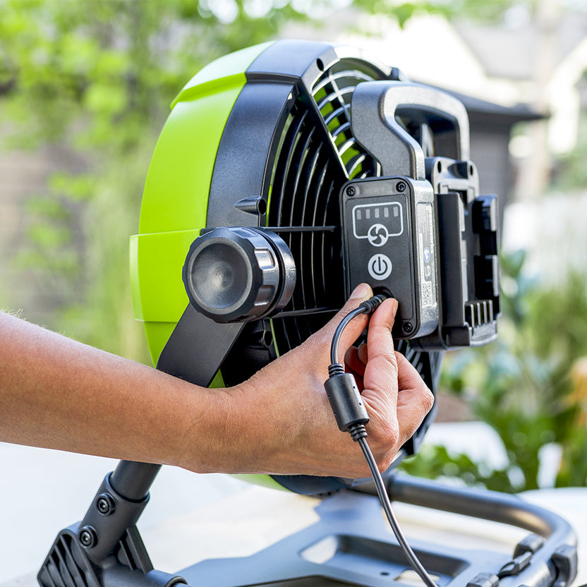 24V Jobsite Fan with cordless or battery option - Greenworks
