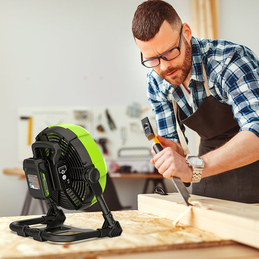 24V Jobsite Fan with cordless or battery option - Greenworks